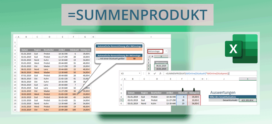 Excel – geniale Lösungen mit SUMMENPRODUKT