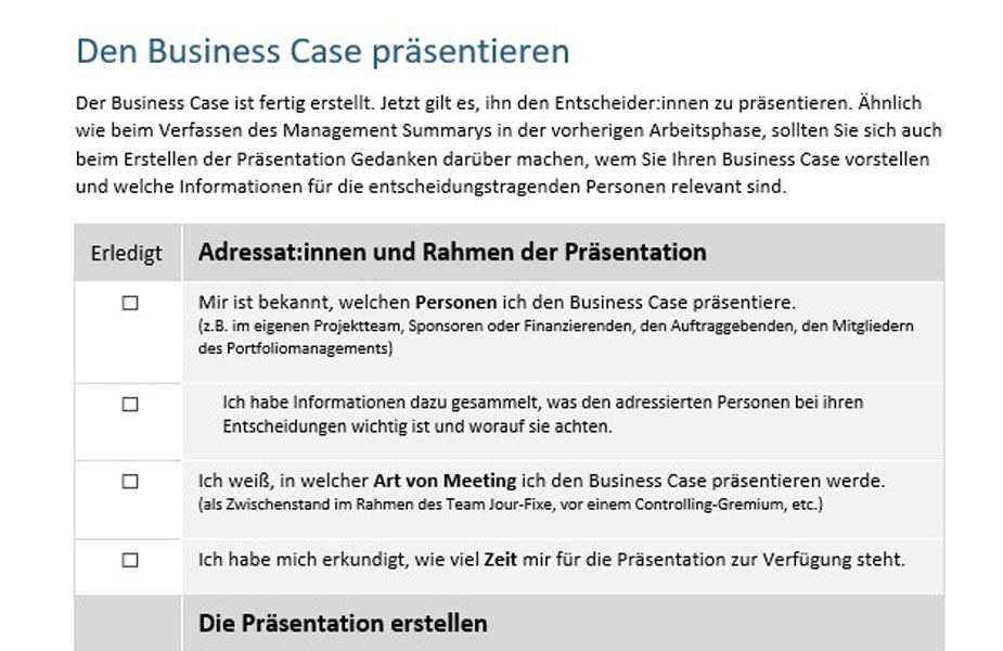Business Case erstellen | Checkliste