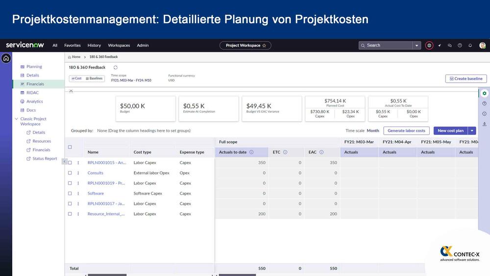 Vergleich Sciforma 7.1 · ServiceNow SPM